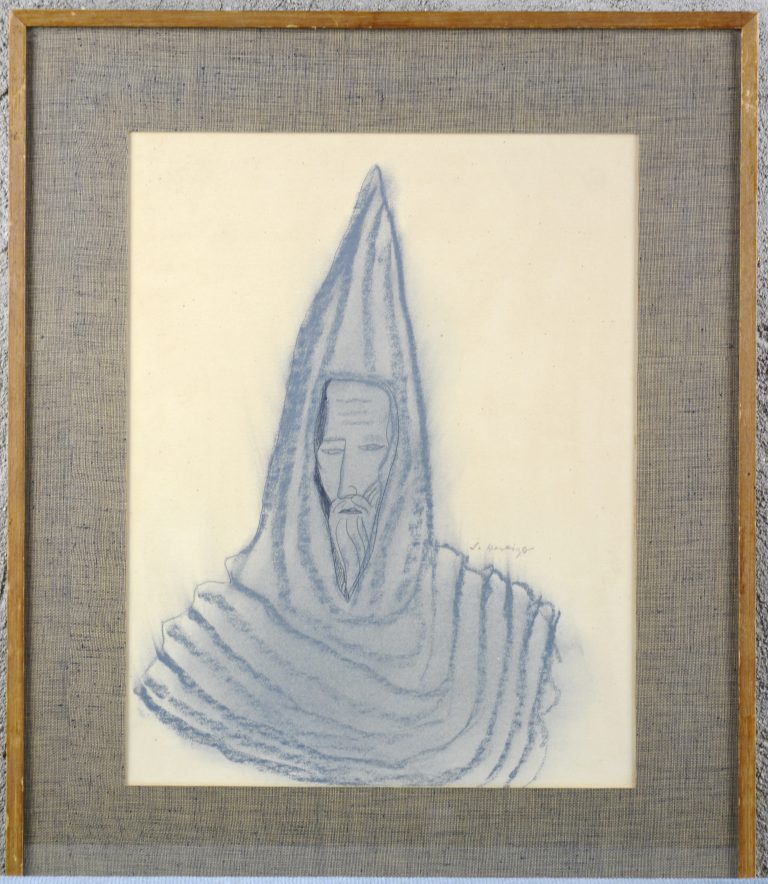 “Oosterse wijze.” Pastel en potlood op papier. Gesigneerd. – Jordaens N ...