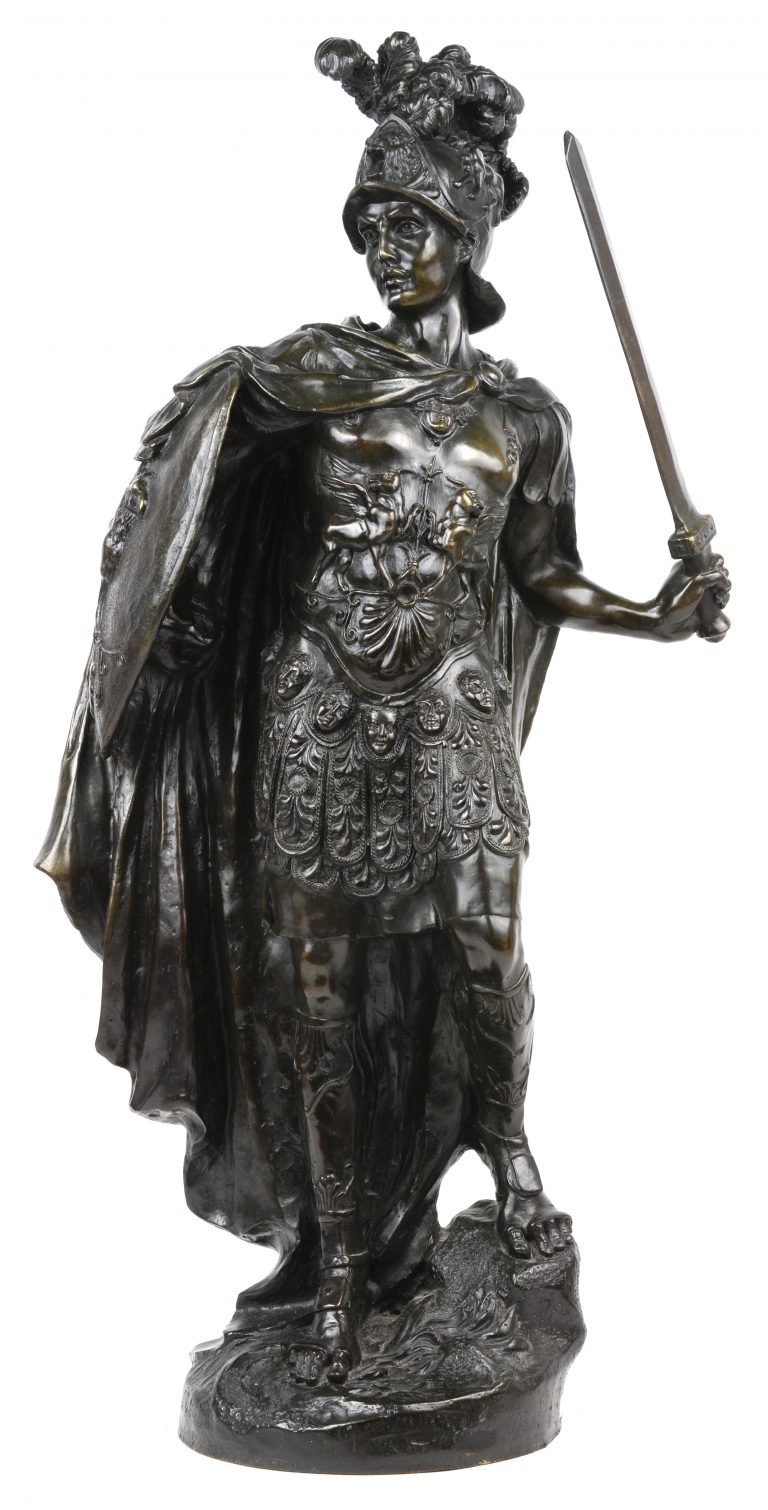 “Romeins centurion”. Een bronzen beeld naar een werk van A. Carrier ...
