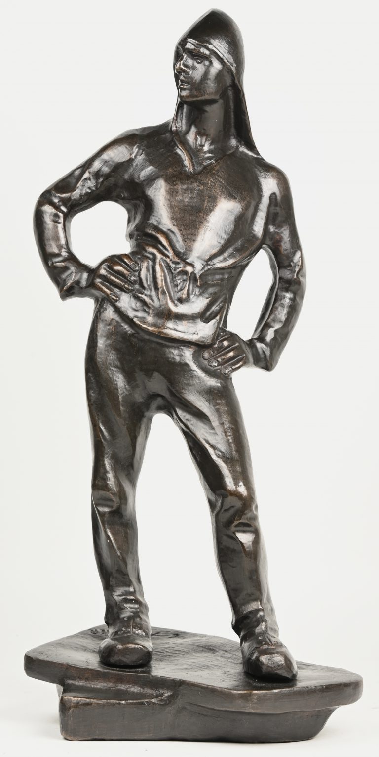 “De Buildrager”. Massief bronzen beeld. Draagt handtekening. – Jordaens ...